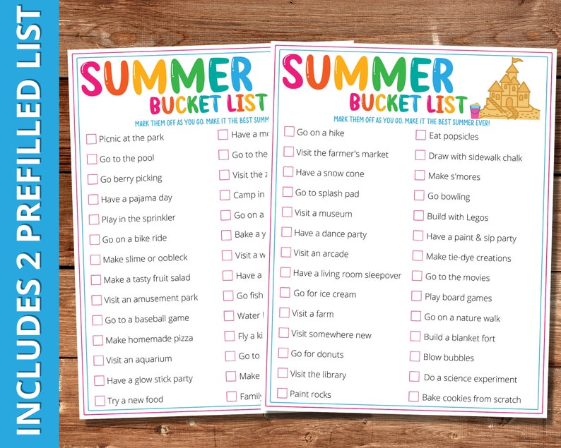 Summer Bucket List, Bucket List Template for Kids, Printable Summer ...