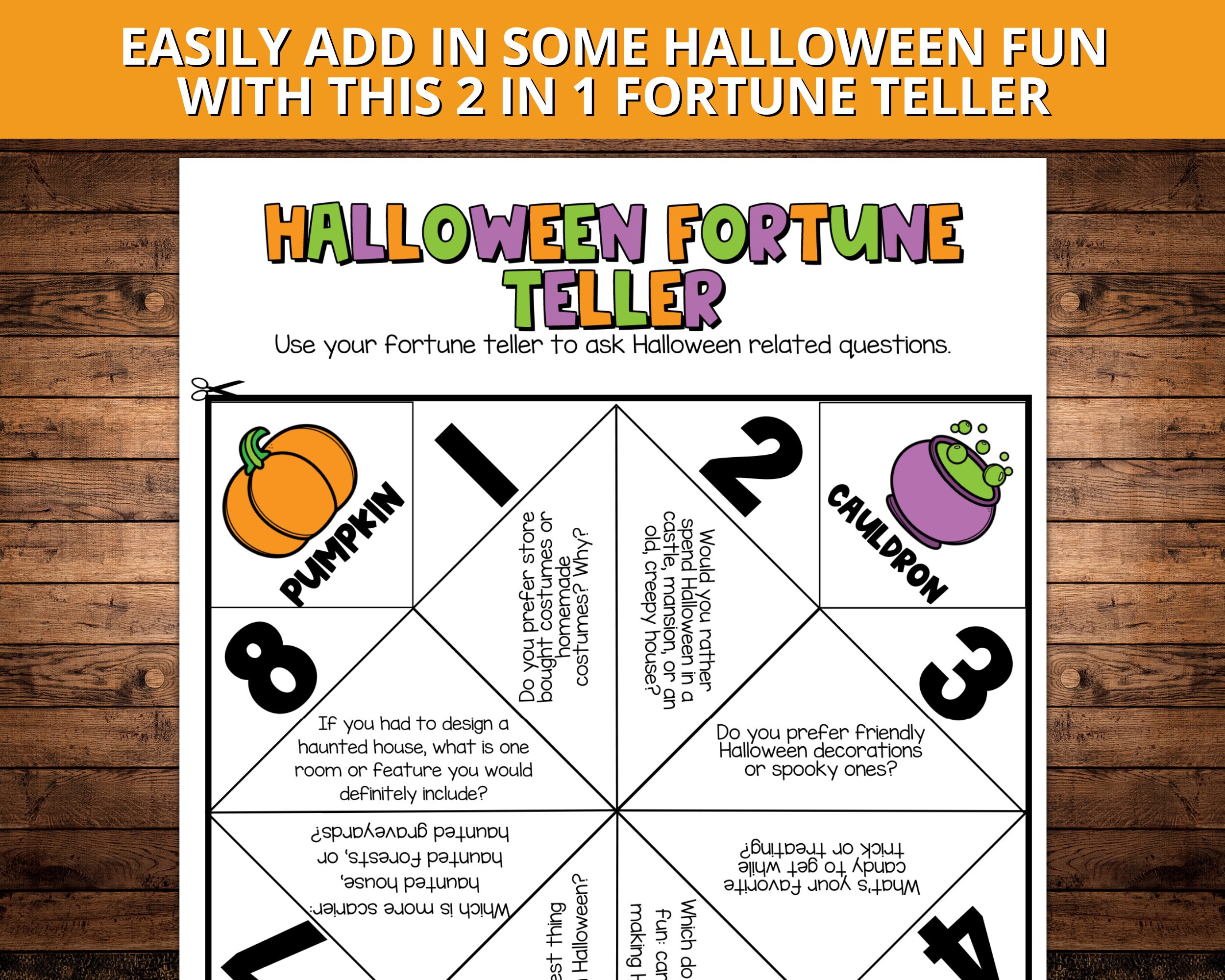 Halloween Fortune Teller Game Halloween Jokes for Kids - Etsy