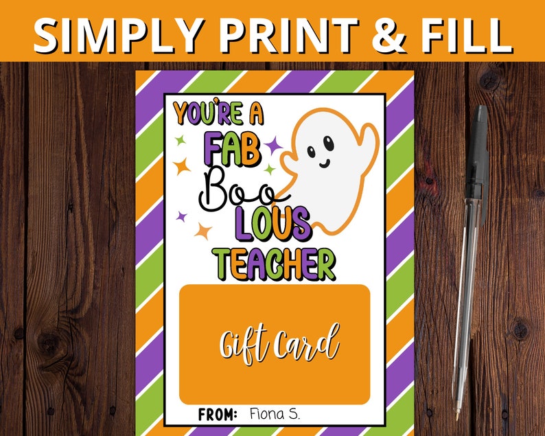 Halloween Teacher Gift Card Holder Halloween Gift Card - Etsy