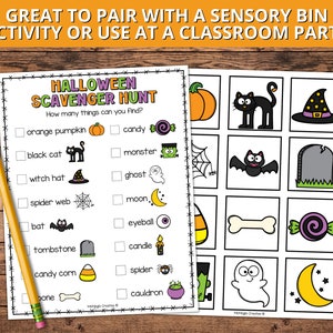 Halloween Scavenger Hunt, Printable Kids Halloween Party Games, Sensory ...