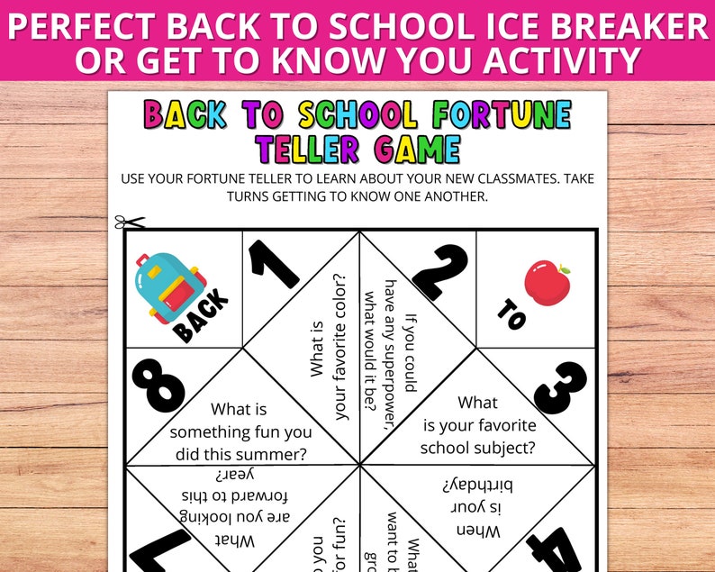 Back to School Fortune Teller Game Back to School Get to Know - Etsy