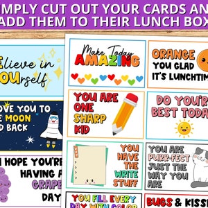 Lunch Box Notes for Kids, Lunch Box Note Template, Positive ...