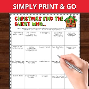 Christmas Find the Guest Who Game, Adult Christmas Party Games, Holiday ...