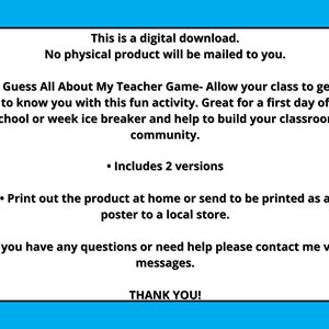 Guess All About My Teacher Game, Printable Back to School Icebreaker ...