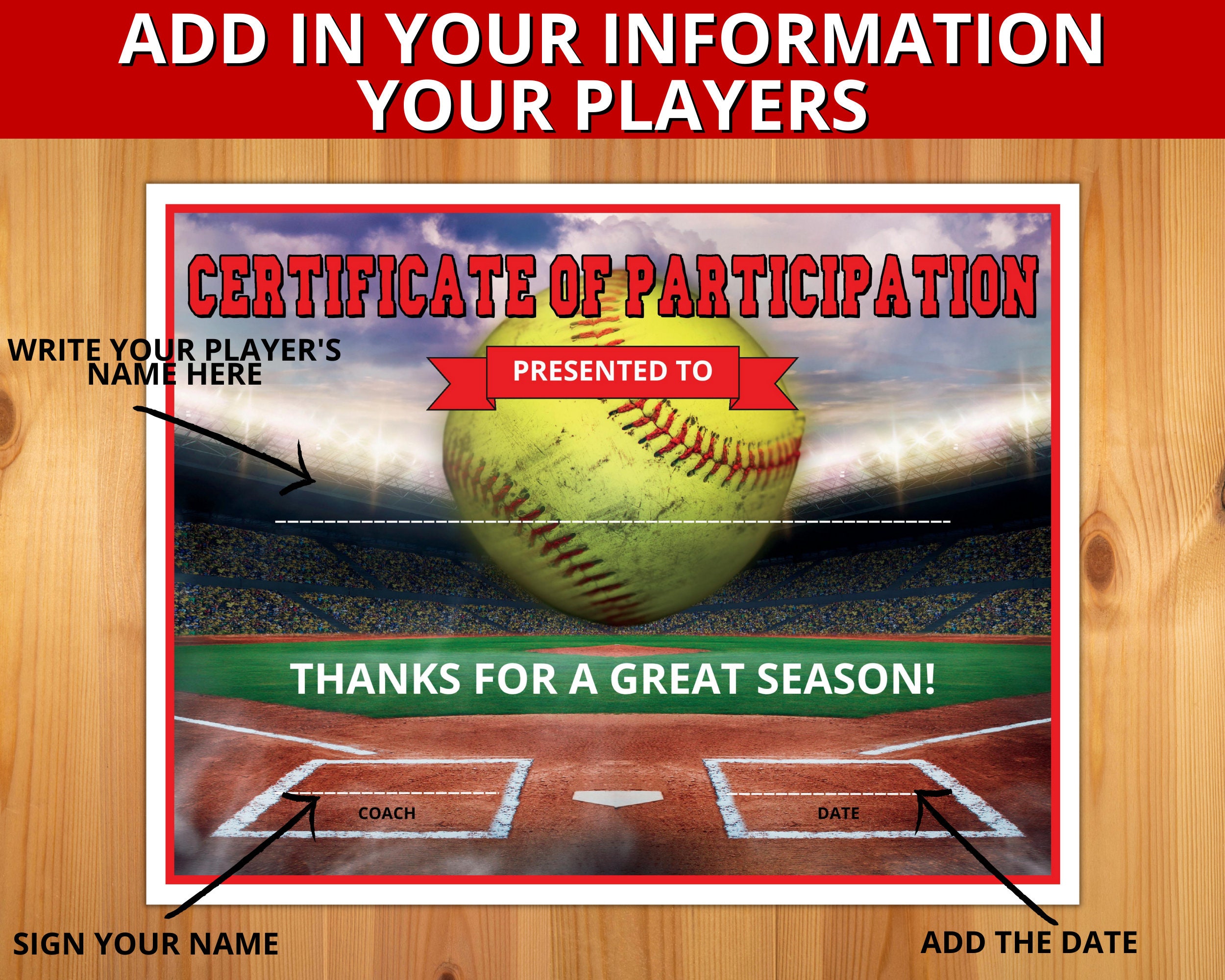 Softball Award Certificates, End of Season Softball Award Certificates ...