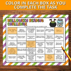 Halloween Reading Challenge for Kids, Printable Reading Challenge ...