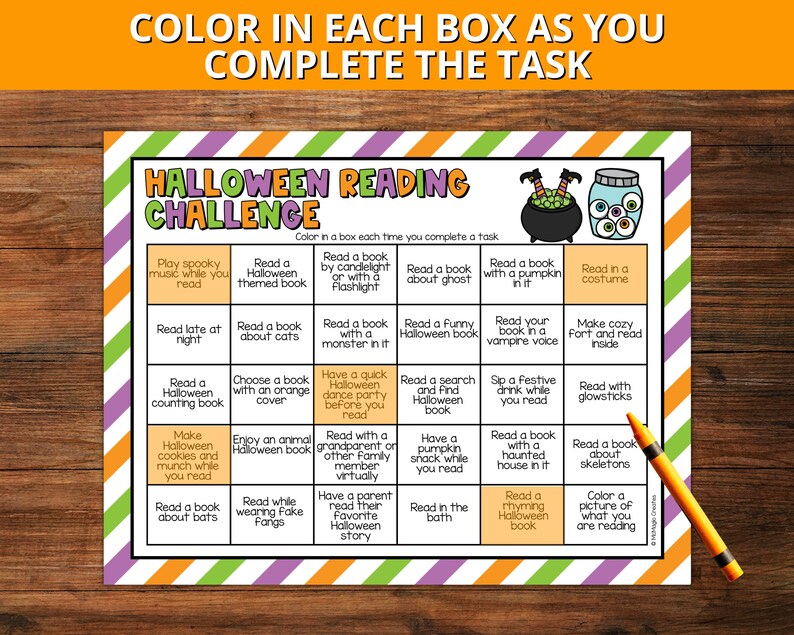 Halloween Reading Challenge for Kids Printable Reading - Etsy