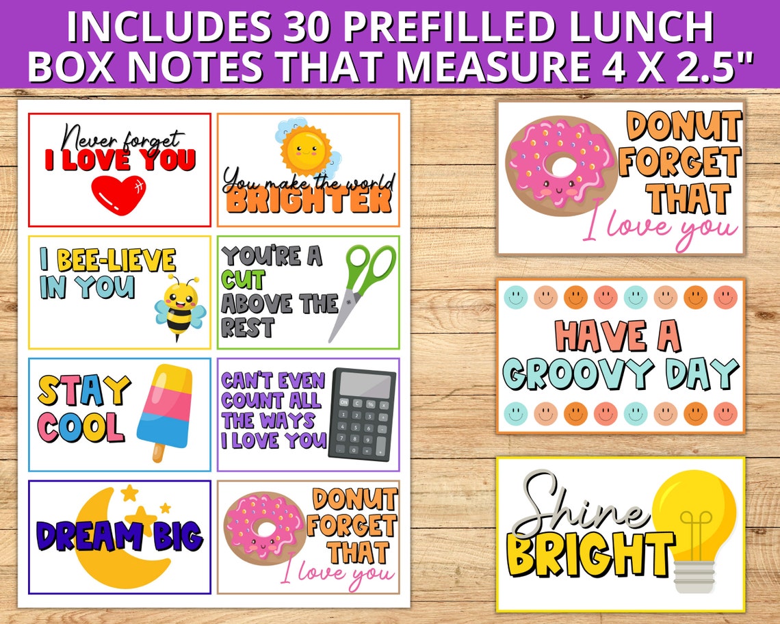Lunch Box Notes for Kids Lunch Box Note Template Positive - Etsy