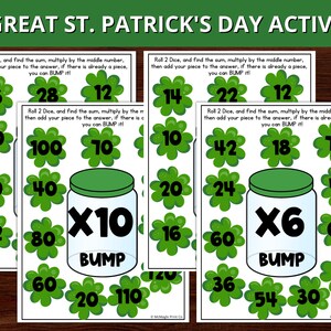 St. Patrick's Day Multiplication Bump Game, St. Patrick's Classroom ...