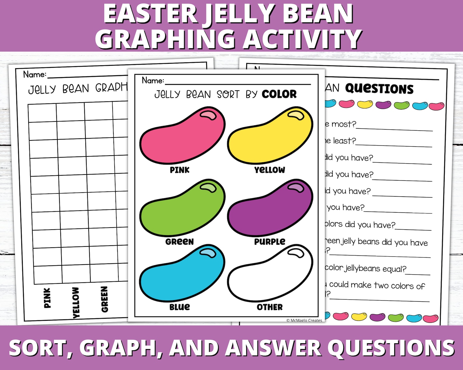 Easter Jelly Bean Math Graphing Activity - Etsy