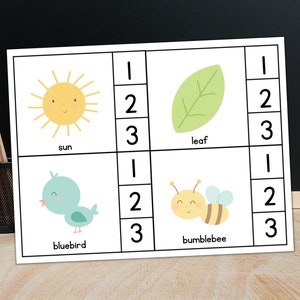 Spring Syllable Clip Cards, Printable Syllable Activity - Etsy