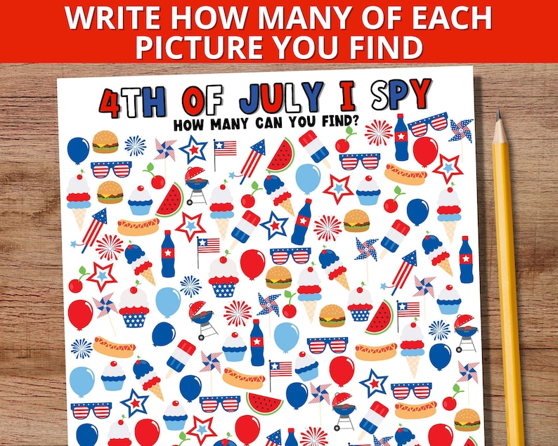 4th of July I Spy Activity 4th of July Printable Activity for - Etsy