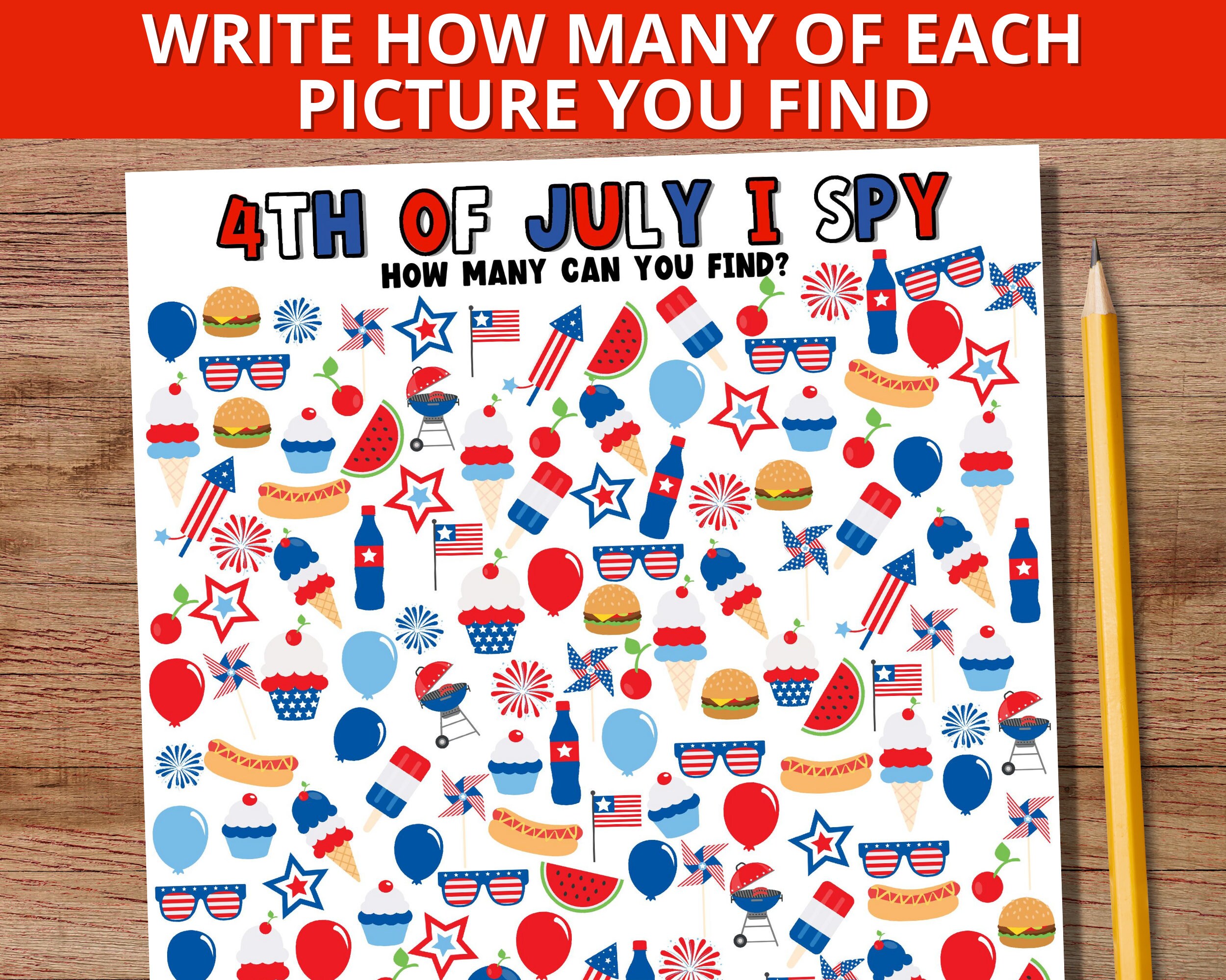 4th of July I Spy Activity 4th of July Printable Activity for - Etsy
