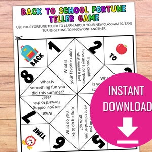 Back to School Fortune Teller Game Back to School Get to Know - Etsy