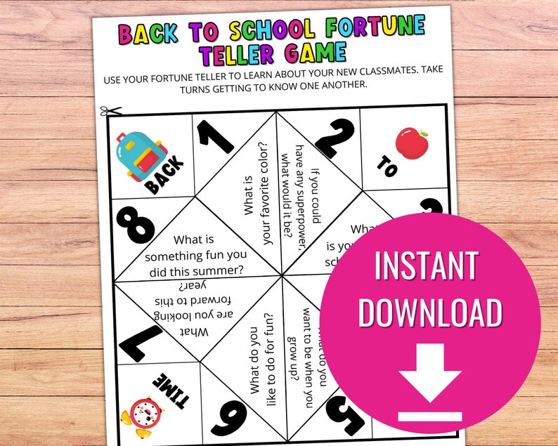 Back to School Fortune Teller Game Back to School Get to Know - Etsy