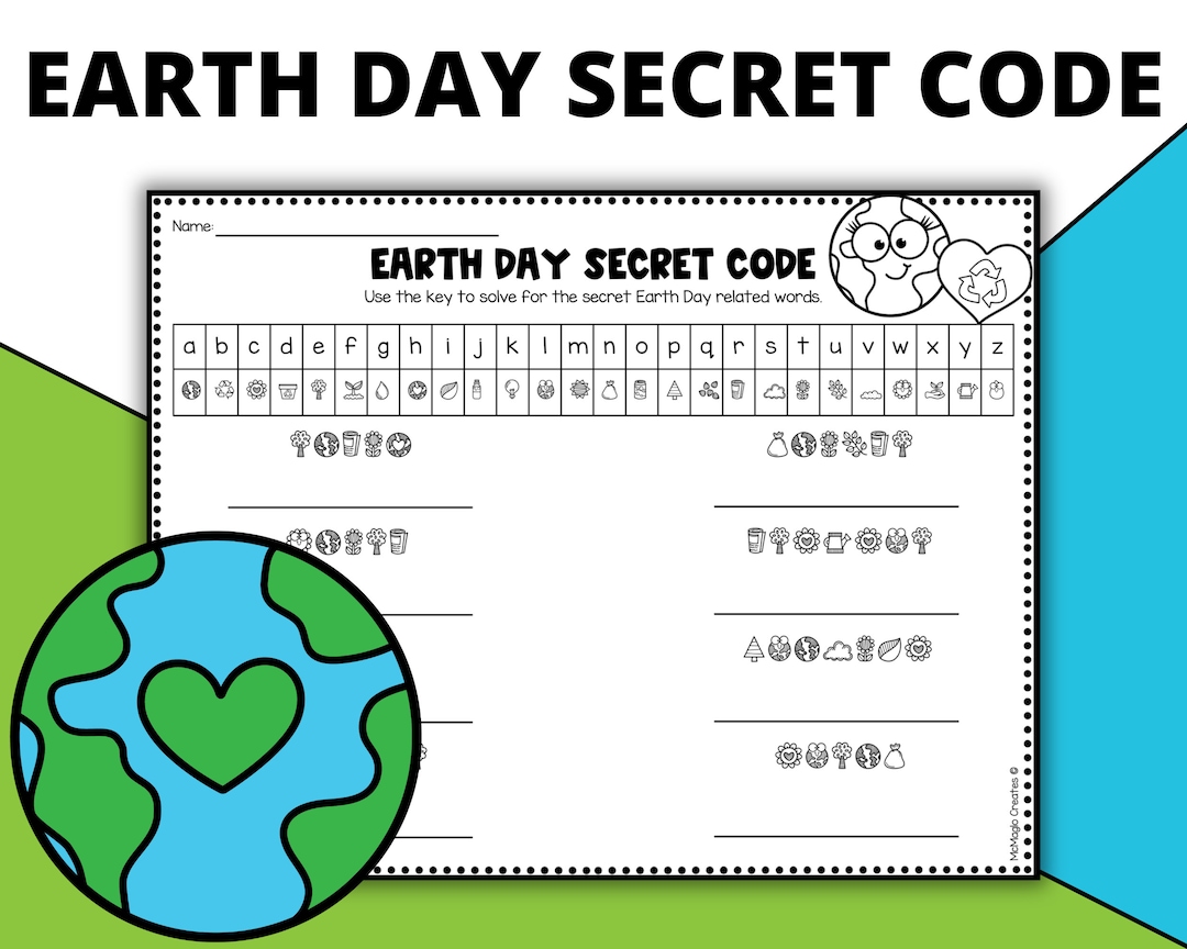 Earth Day Activity, Earth Day Secret Code, Earth Day Worksheet - Etsy
