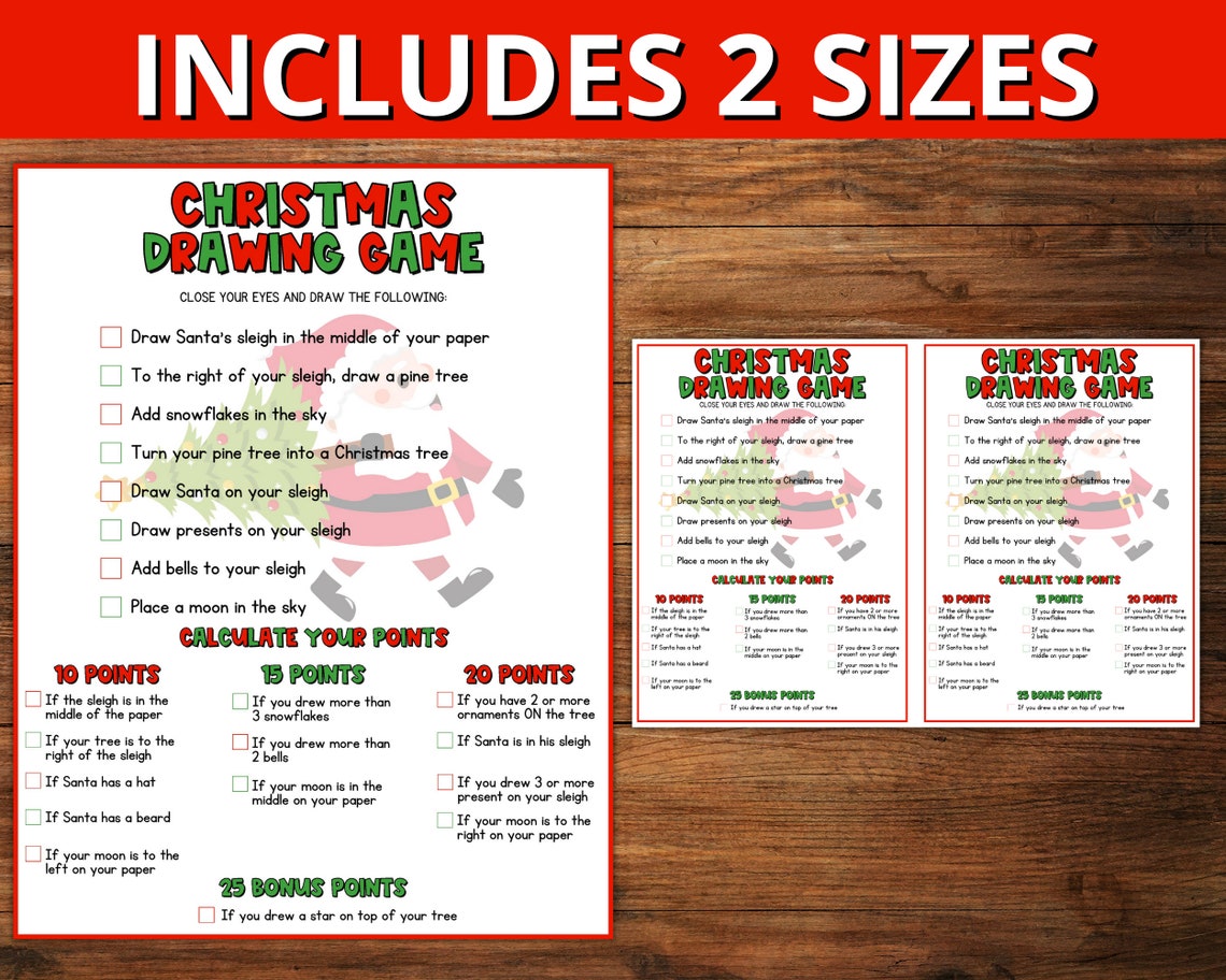 Christmas Drawing Game Office Holiday Party Game Christmas - Etsy