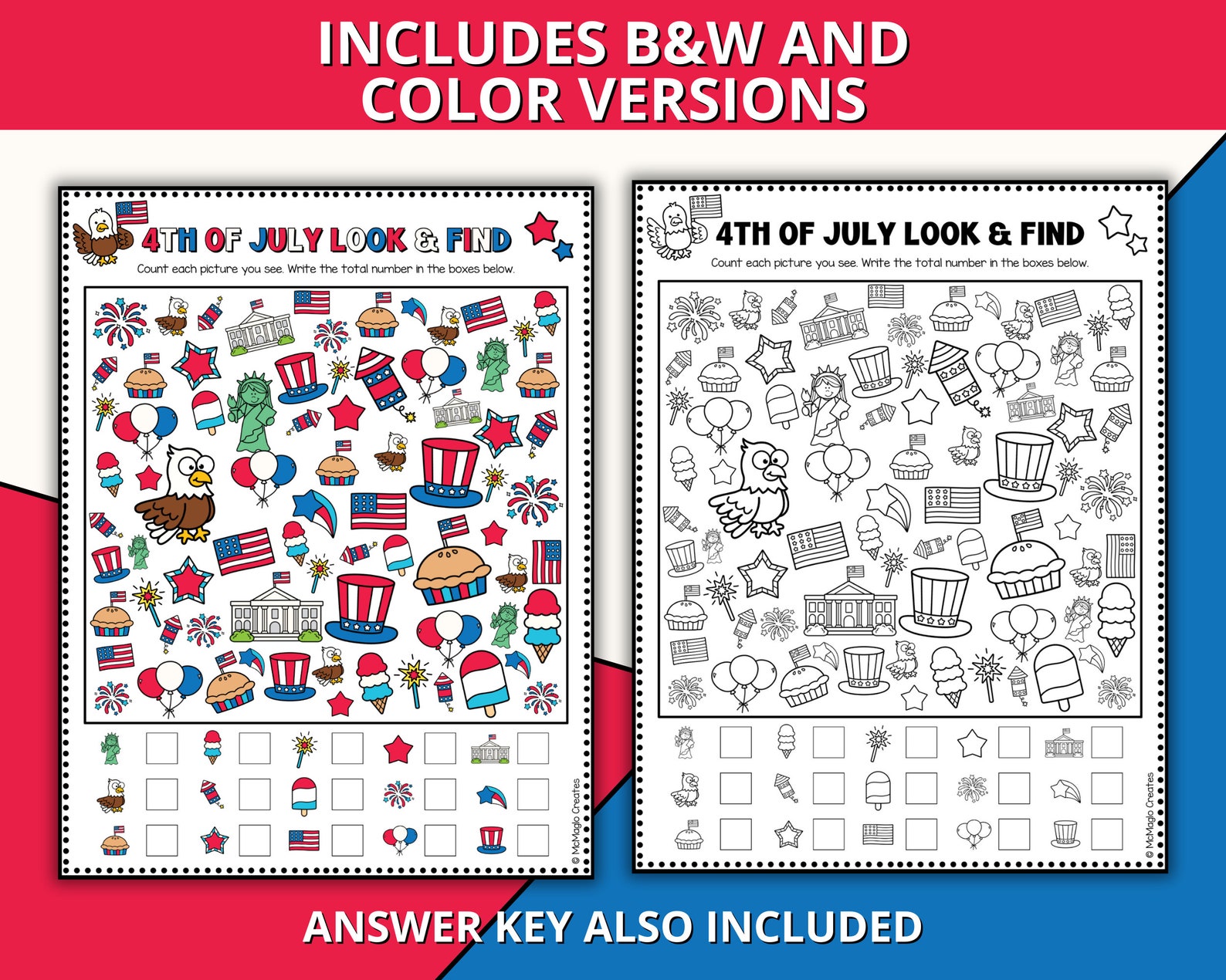 4th of July I Spy Activity, 4th of July Printable Activity for Kids ...