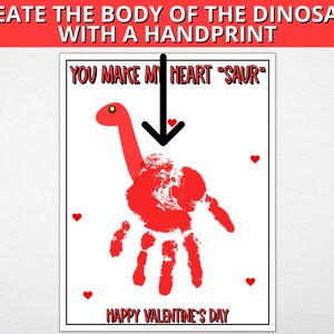 Valentine's Day Handprint Art, Dinosaur Valentine's Day Handprint ...