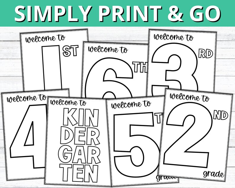 Back to Grade Level Coloring Sheets, First Day of School Grade Level ...