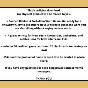 New Year's Eve Printable Party Game, Banned Babble A Forbidden Word ...