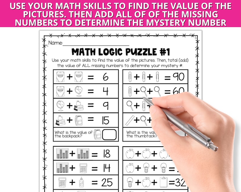 Back to School Math Logic Puzzle, Brain Teasers for Kids, Gifted and ...