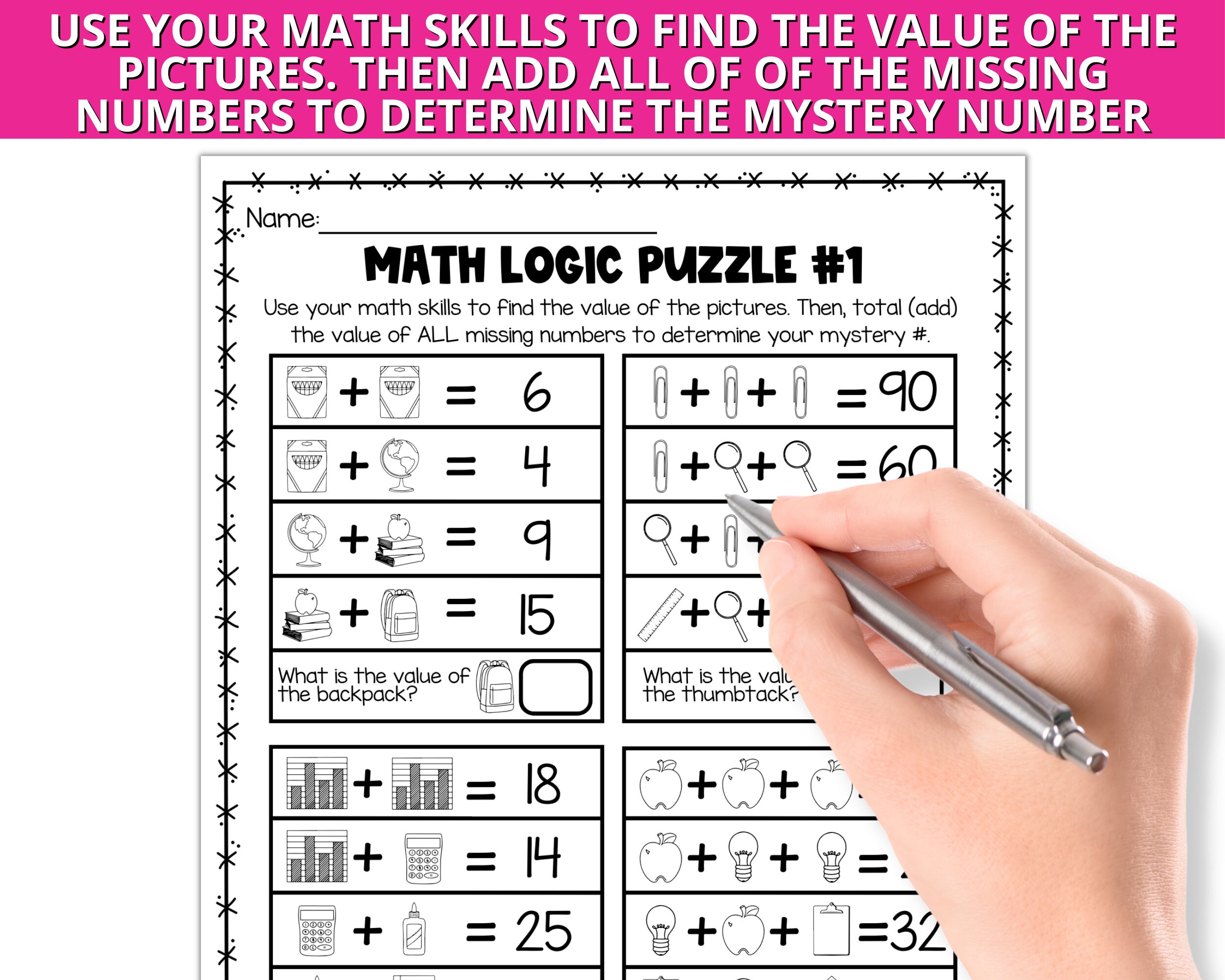 Back to School Math Logic Puzzle, Brain Teasers for Kids, Gifted and ...