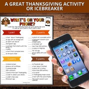 Thanksgiving What's on Your Phone Game, Thanksgiving Printable Games ...