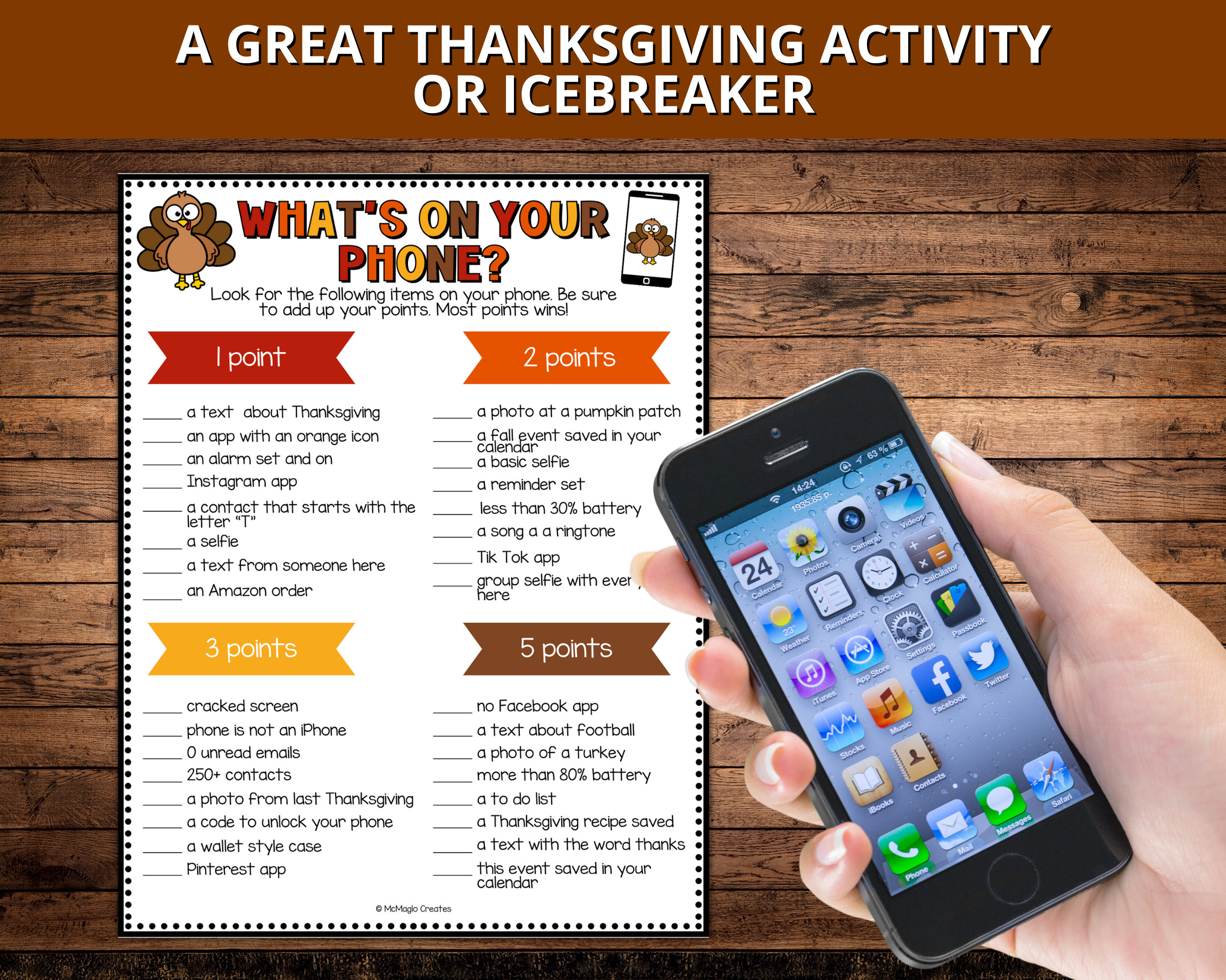 Thanksgiving What's on Your Phone Game, Thanksgiving Printable Games - Etsy