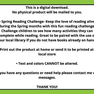 Spring Reading Challenge for Kids, Reading Printable Activities, Kids ...