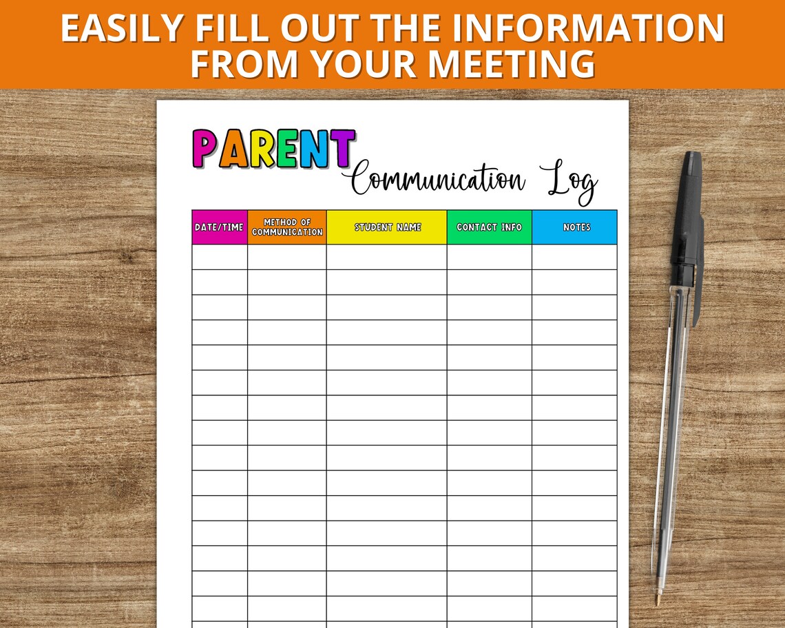 Parent Communication Log Teacher Communication Record - Etsy