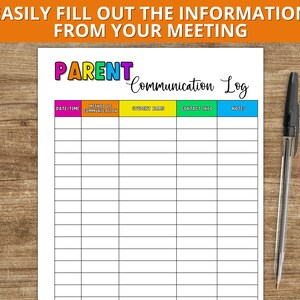 Parent Communication Log Teacher Communication Record - Etsy
