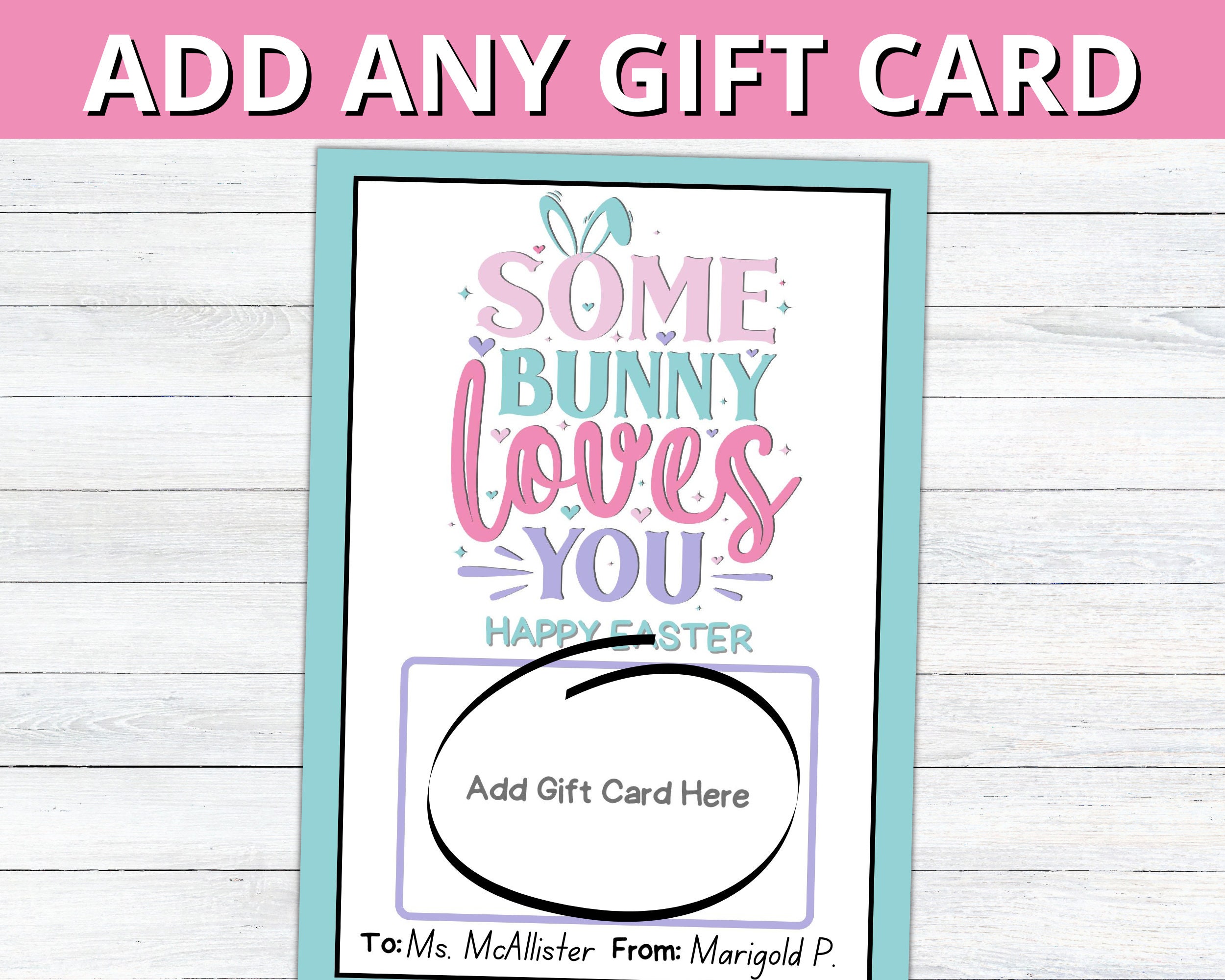 Easter Bunny Gift Card Holder Printable, Easter Gift Basket Filler ...