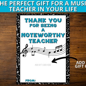 Music Teacher Appreciation Gift Card Holder, Music Teacher Appreciation ...