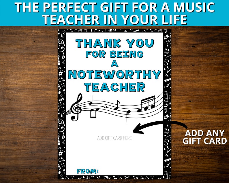 Music Teacher Appreciation Gift Card Holder Music Teacher - Etsy