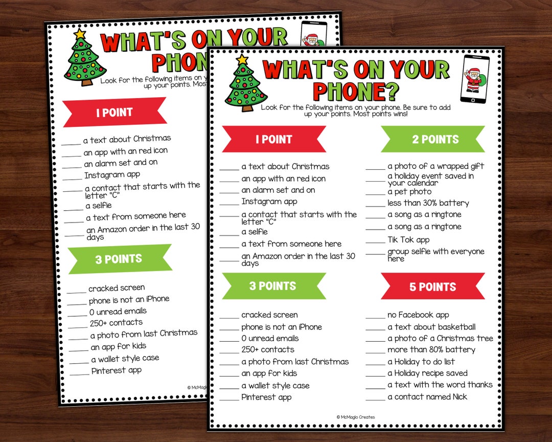 Christmas What's on Your Phone Game, Christmas Printable Games - Etsy