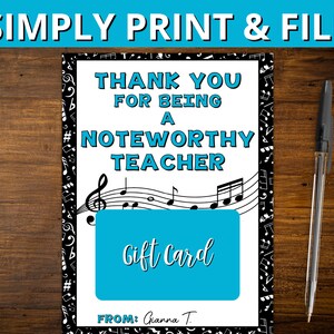 Music Teacher Appreciation Gift Card Holder, Music Teacher Appreciation ...