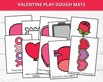 Valentine's Day Play Dough Mats Printable Playdough Activity Hearts and ...