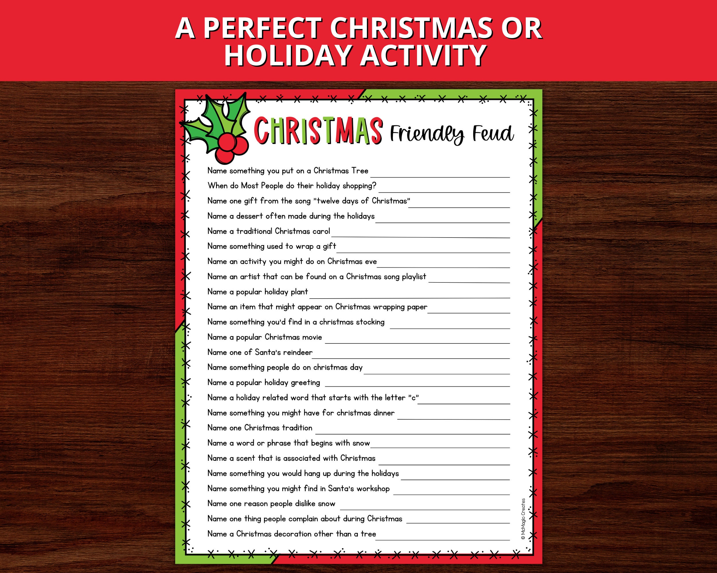 Christmas Friendly Feud Game, Holiday Friendly Feud, Christmas Trivia ...