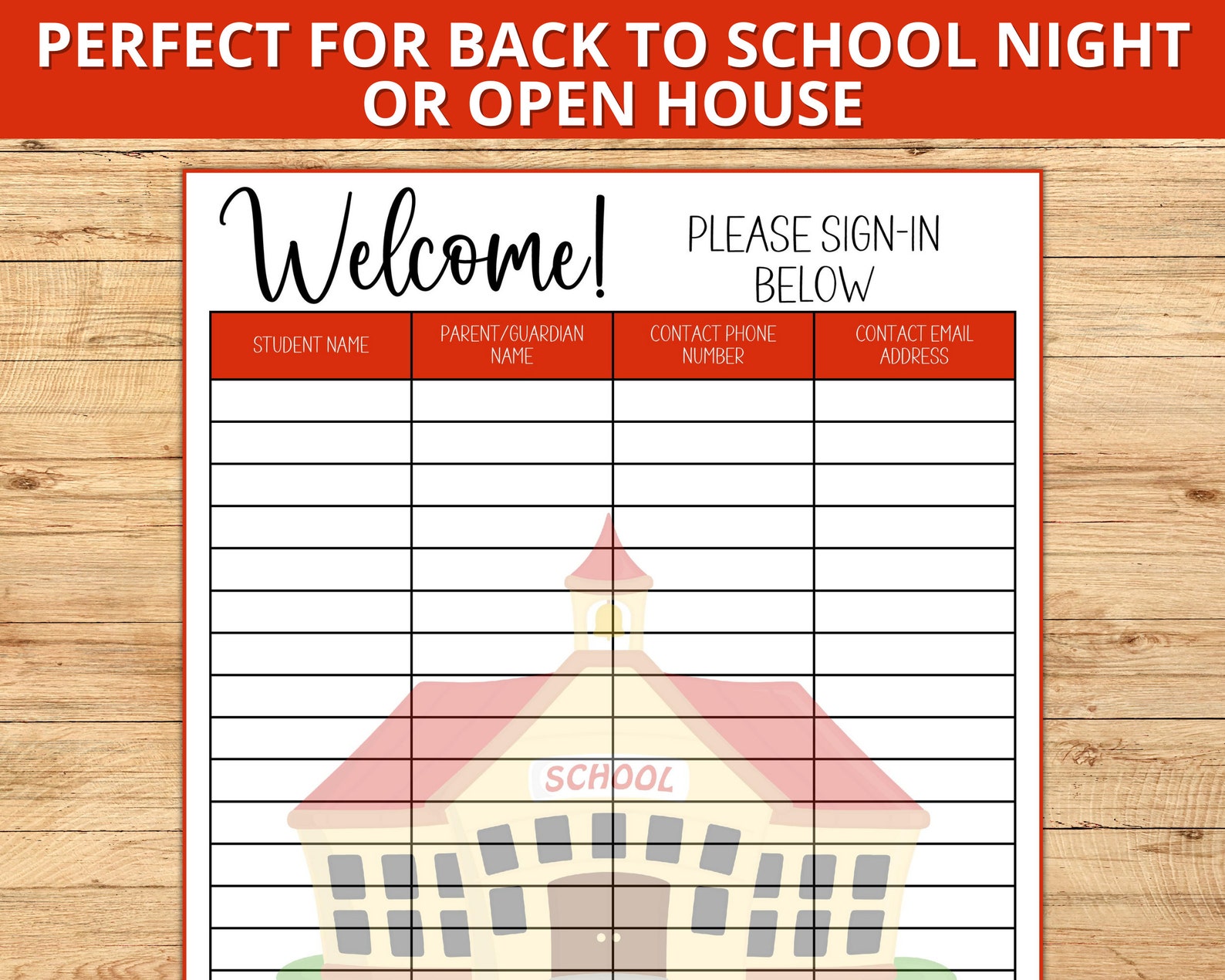 Back to School Open House Sign in Sheet Classroom Sign in - Etsy