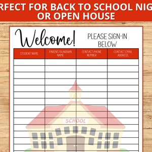 Back to School Open House Sign in Sheet Classroom Sign in - Etsy