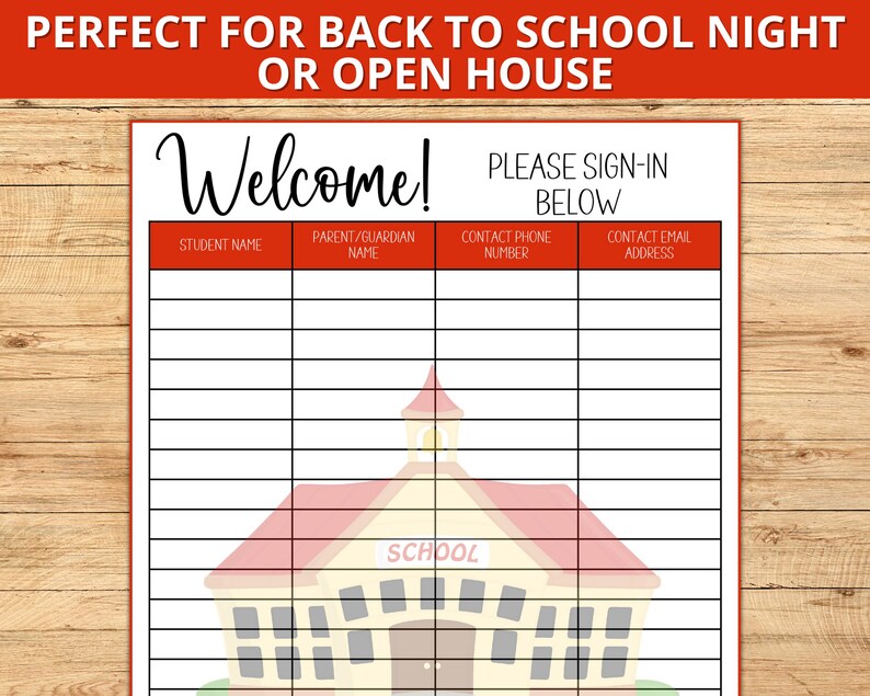 Back to School Open House Sign in Sheet Classroom Sign in - Etsy