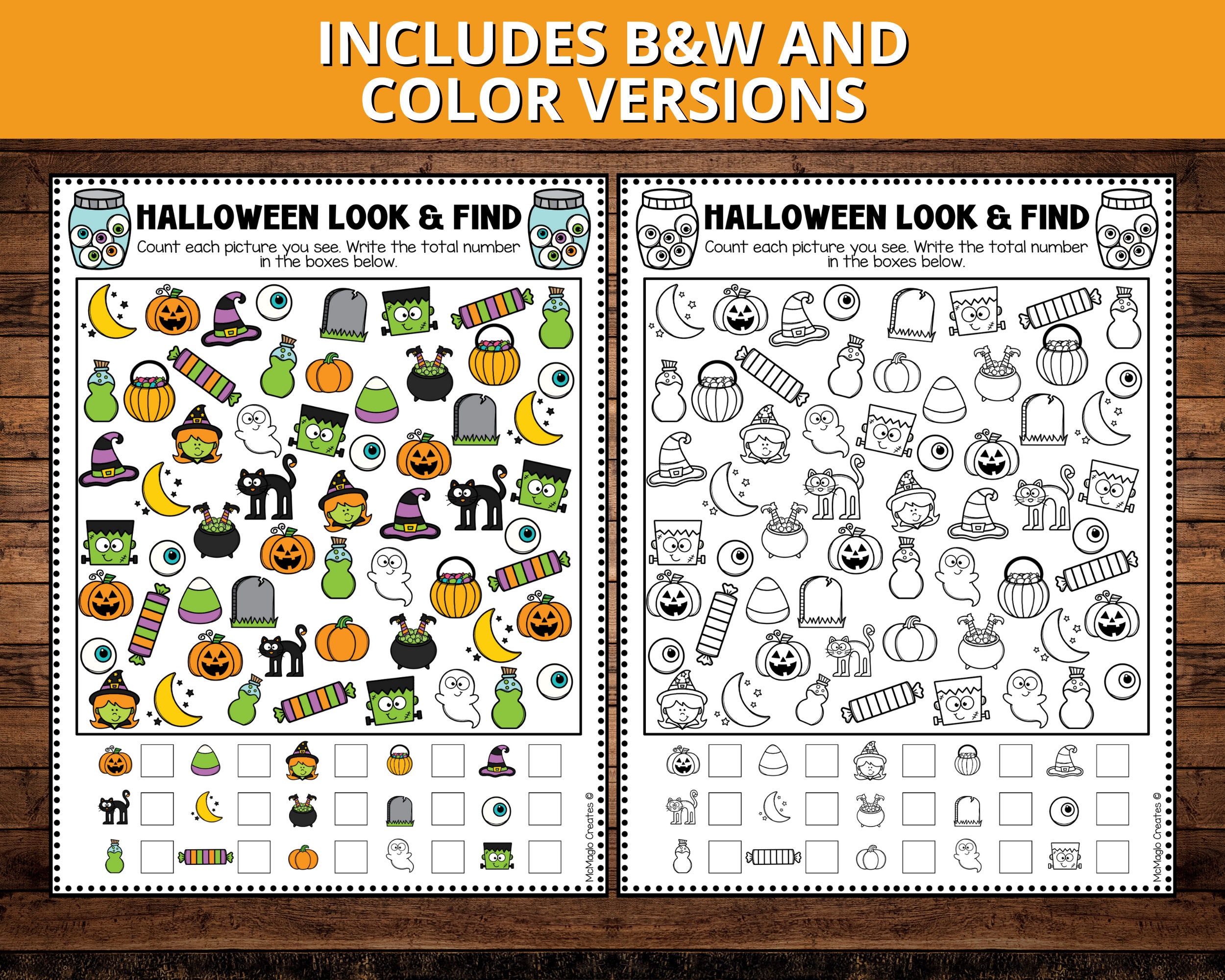 Halloween Look and Find Activity, Halloween Printable Games, Counting ...