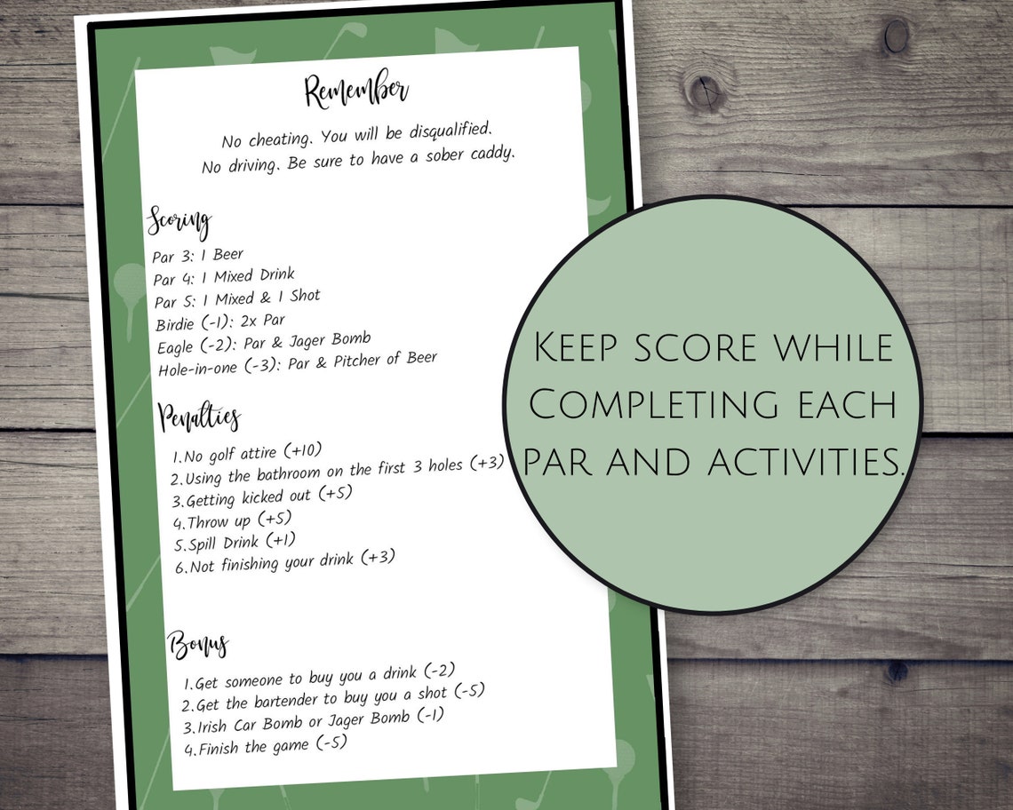 Customizable Bar Golf Game Bar Golf Score Card - Etsy