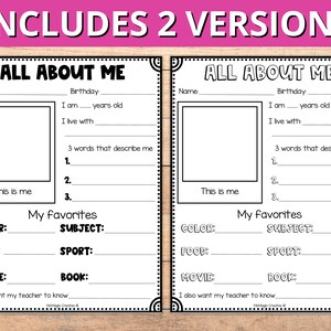 Student All About Me Questionnaire, Printable Back to School Activity ...