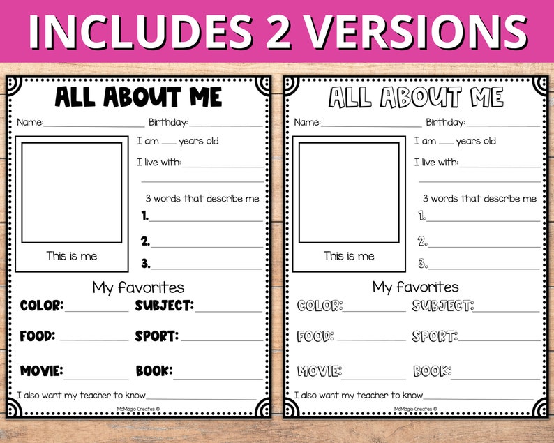 Student All About Me Questionnaire, Printable Back to School Activity ...
