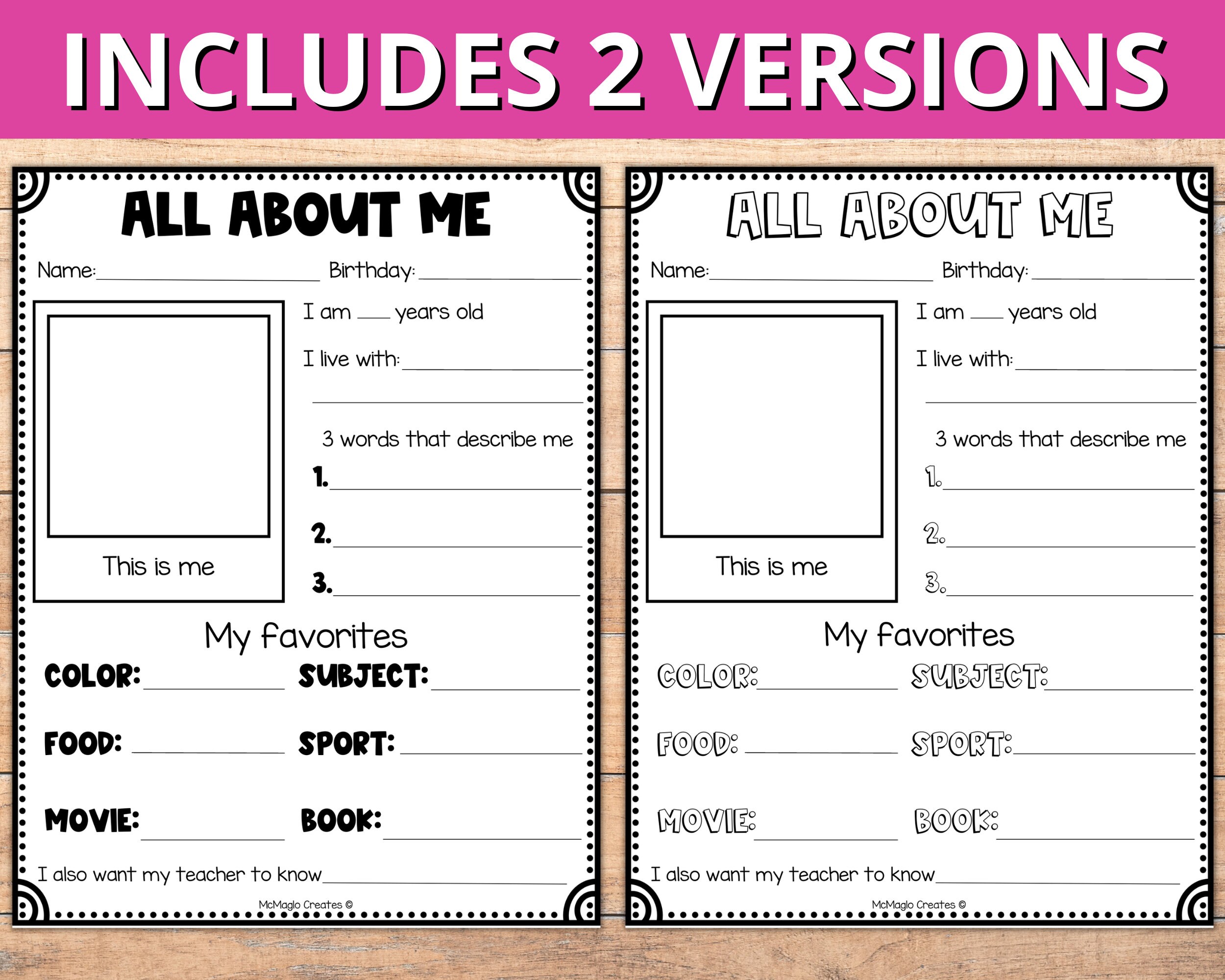 Student All About Me Questionnaire, Printable Back to School Activity ...
