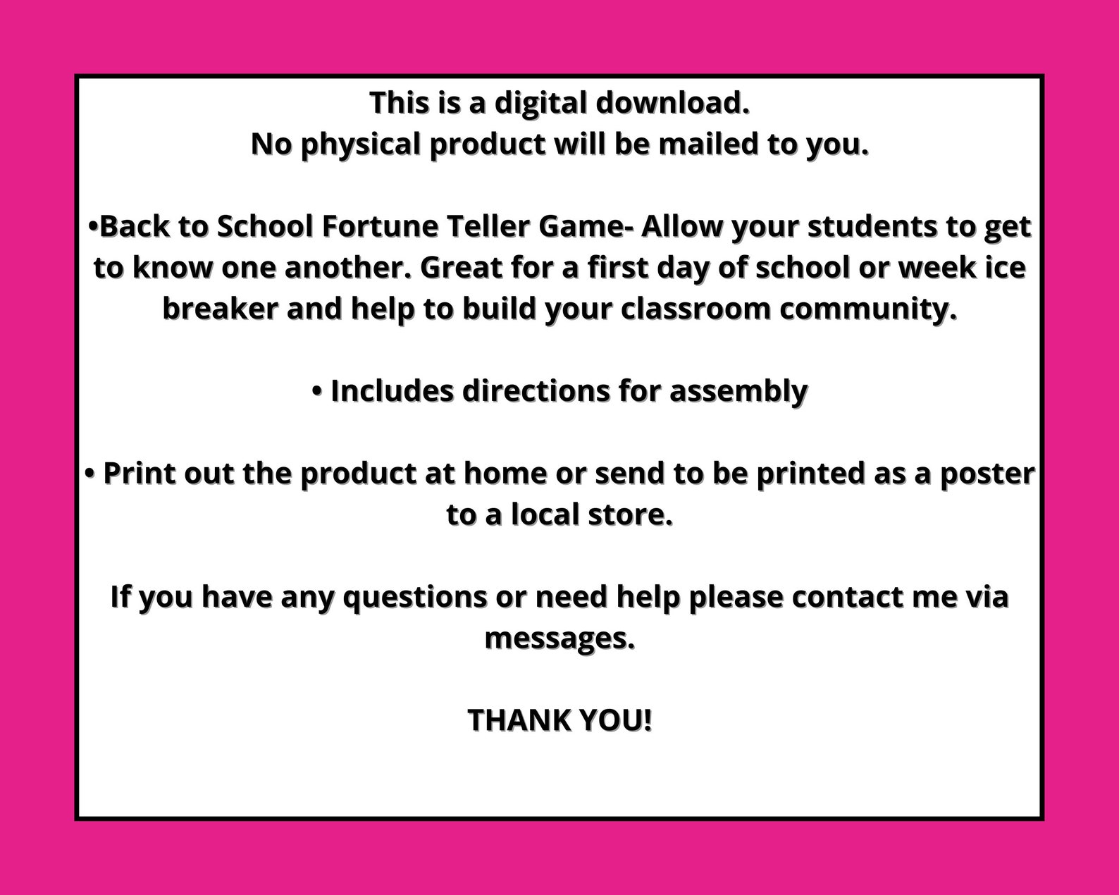 Back to School Fortune Teller Game Back to School Get to Know - Etsy