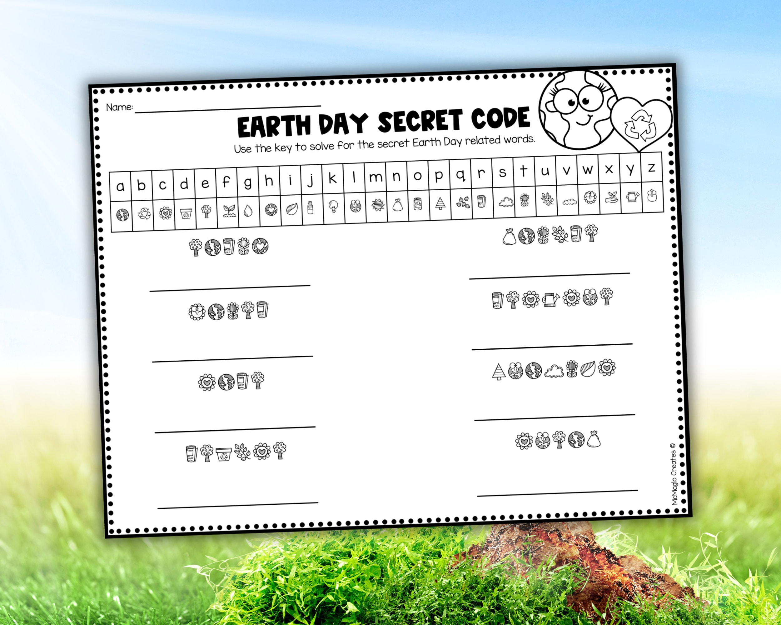 Earth Day Activity, Earth Day Secret Code, Earth Day Worksheet - Etsy