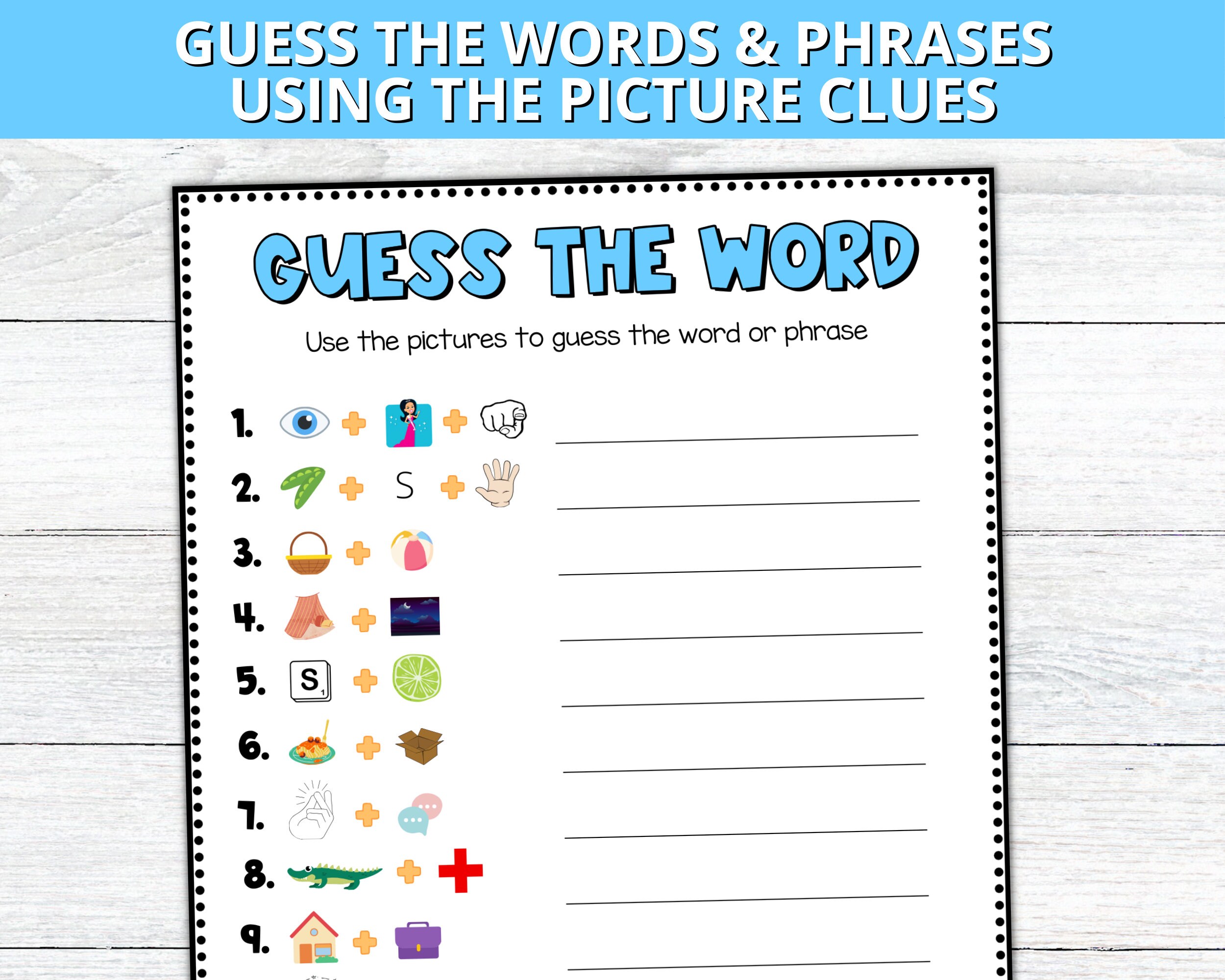 Guess the Word Game, Rebus Puzzles and Brain Teasers, Rainy Day ...